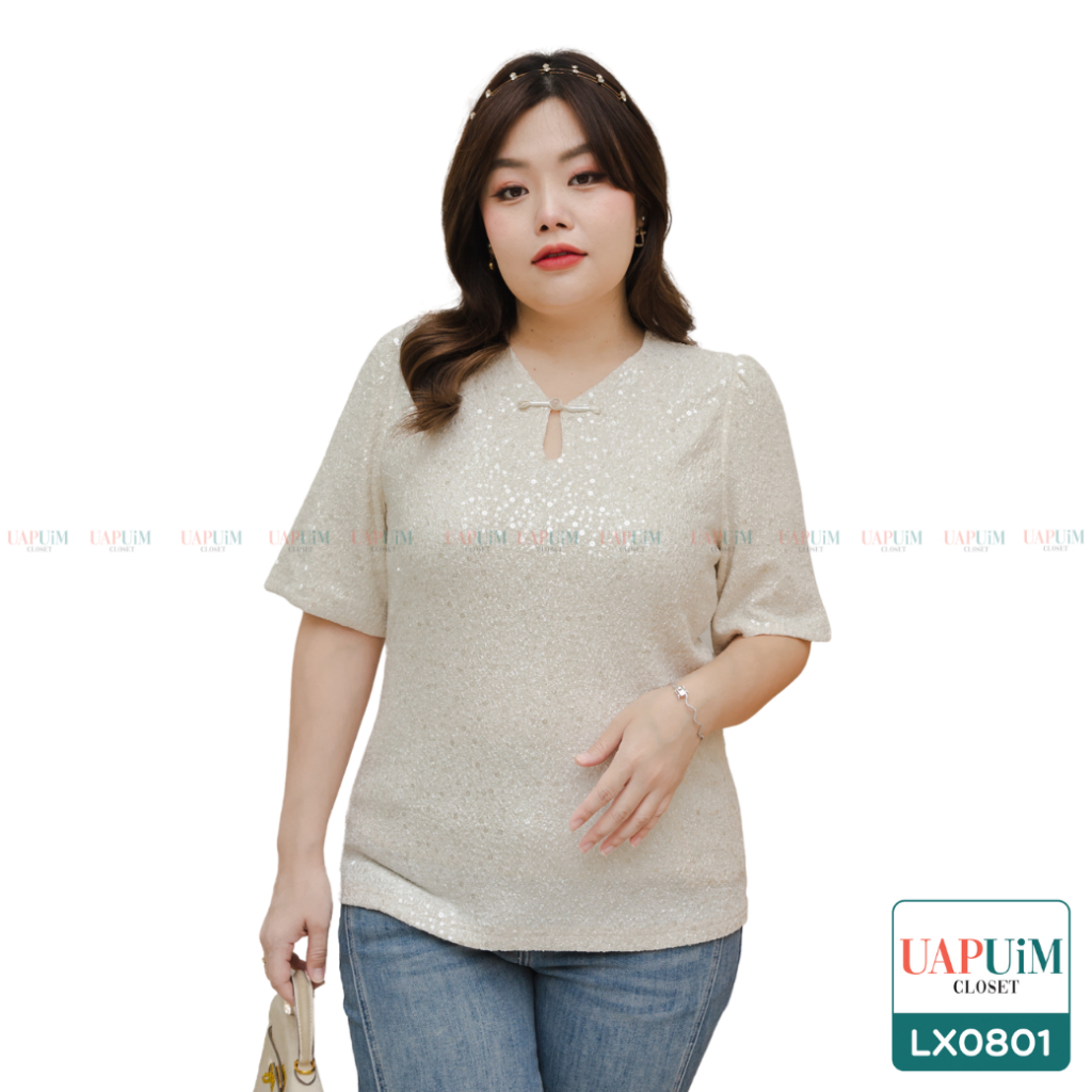 (LX0801)เสื้อแขนสั้นสาวอวบสัมผัสความอ่อนหวานและหรูหรา กับเสื้อแขนสั้นดีไซน์เรียบง่าย | Shopee ...