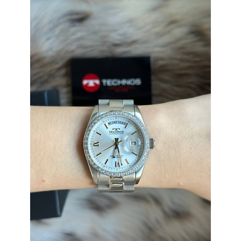 ⌚️Technos T9B95 Silver Dial Day-Date King Size | Shopee Thailand