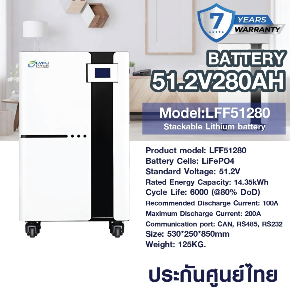 LVFU 51.2V 280AH Stackable Lithium battery แบตเตอรี่สำหรับ Inverter ...