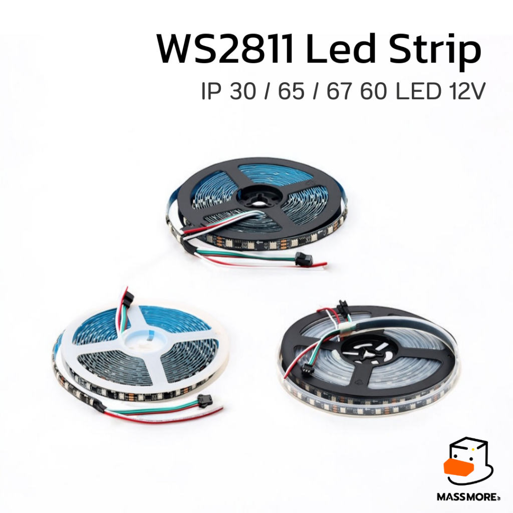 WS2811 12V Led Strip หลอดแอลอีดี RGB 5050 SMD 60LED/m Pixel Strip IP30 ...