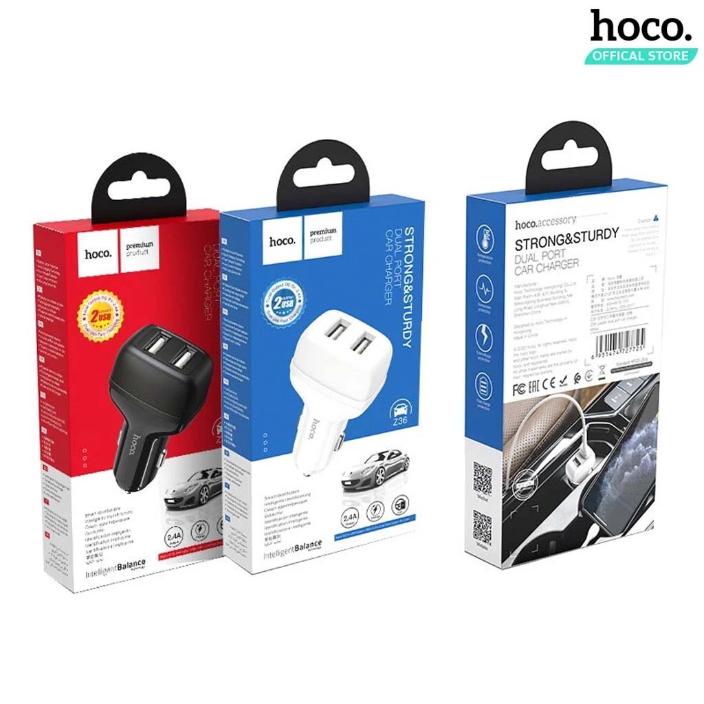 Hoco Z36 หัวชาร์จในรถยนต์ พร้อมสายชาร์จ 2.4A/2USBของแท้100% | Shopee ...
