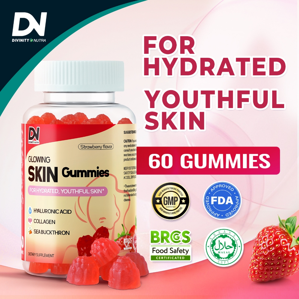 Divinity Nutra Glowing Skin Gummies กัมมี่บำรุงผิวขาว ต่อต้านวัย ผิว ...