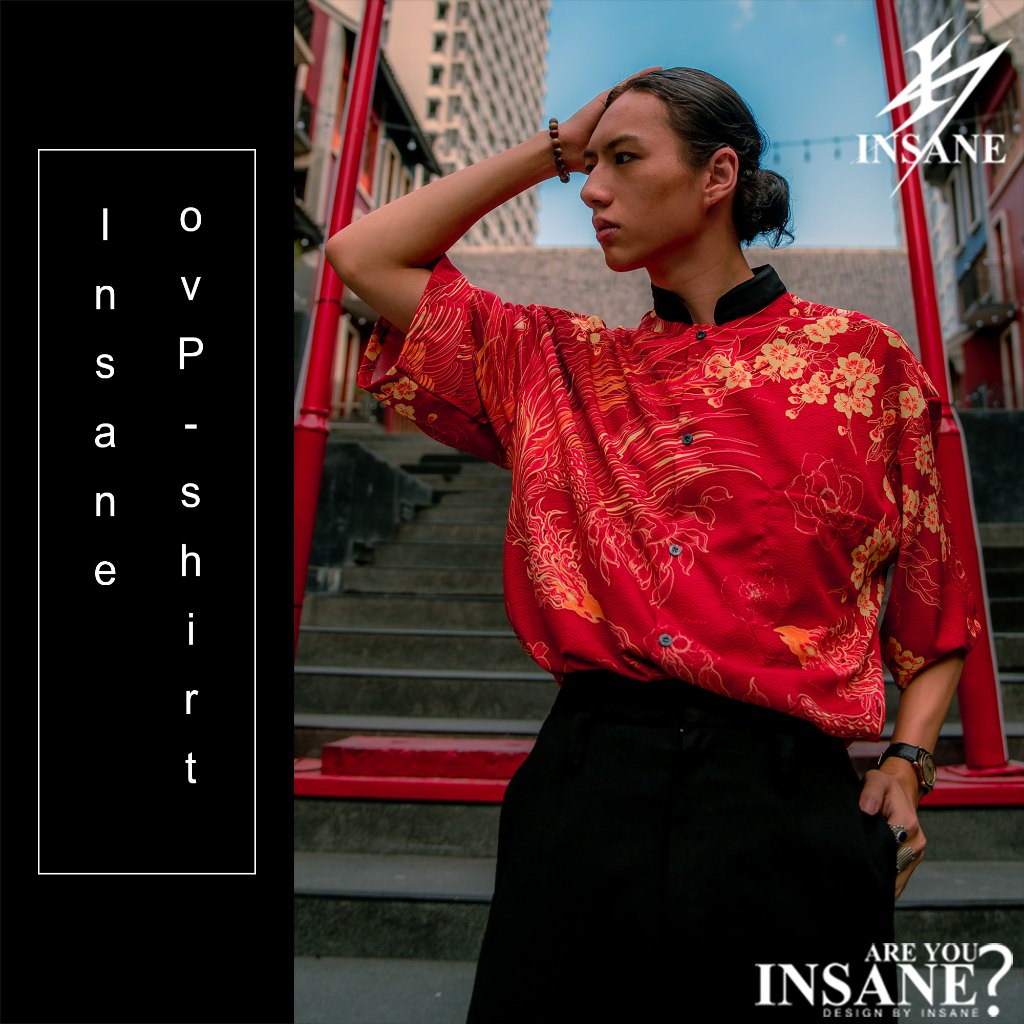 Oversized shirt เสื้อเชิ้ตโอเวอร์ไซส์พิมพ์ลายตรุษจีน วาดออกแบบเอง เฉพาะ ...