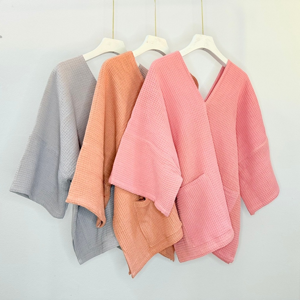 เสื้อกะเหรี่ยง รุ่นต่อแขน ทรงโอเวอร์ไซส์ มีกระเป๋า ผ้าฝ้ายทอรังผึ้ง ผ้า ...