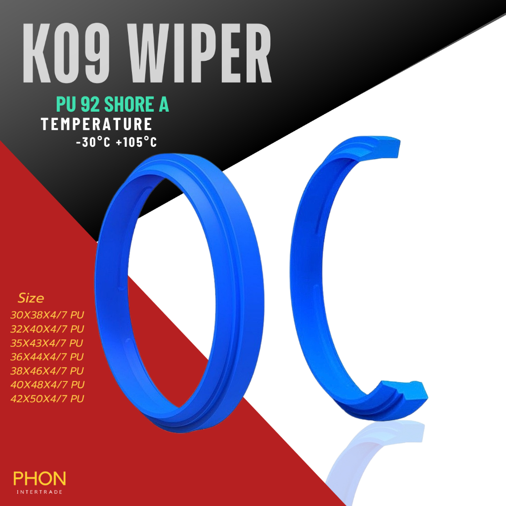 ซีลกันฝุ่น K09 WIPER SEAL PU 30X38X4/7/ 32X40X4/7/ 35X43X4/7/ 36X44X4/7 ...