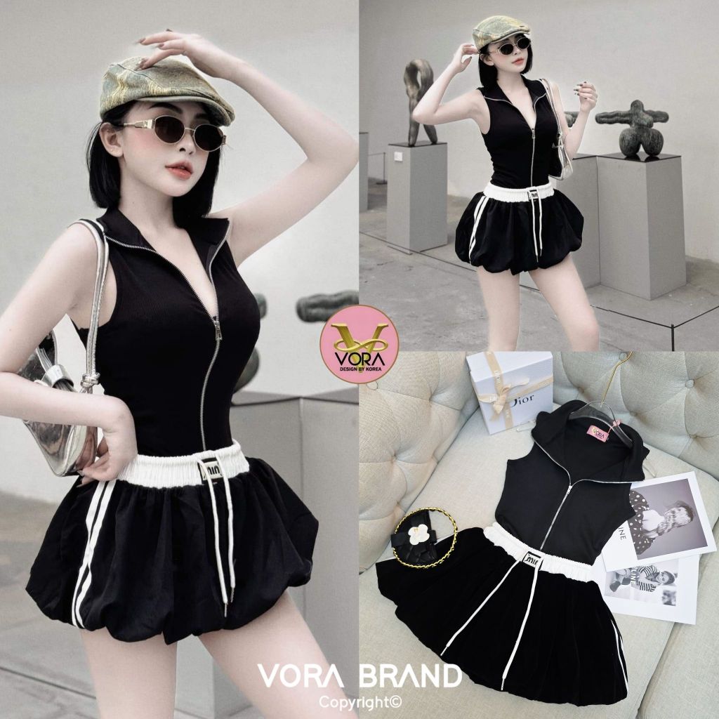 VORA Set เสื้อแขนกุด คอปก รูดซิปด้านหน้า (*สอบถามสต๊อกก่อนกดสั่งน๊า) | Shopee Thailand