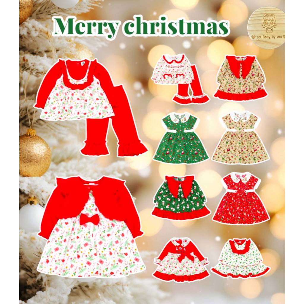 ต.43 ใหม่ Bnoเสื้อผ้าเด็กผู้หญิง ชุดคริสต์มาส ตรุษจีน ชุดเซต เดรส 1-5ขวบ | Shopee Thailand