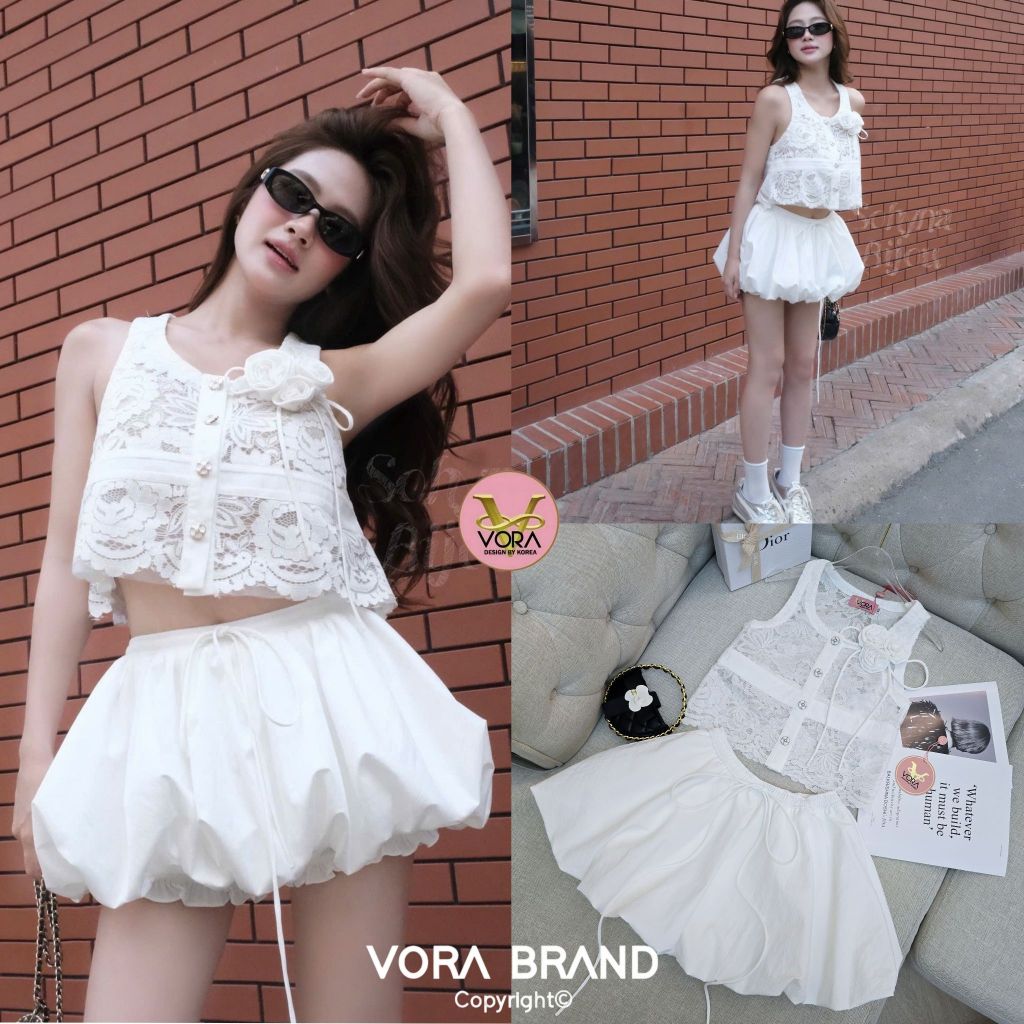 VORA Set เสื้อลูกไม้แขนกุด ติดกระดุมเรียงด้านหน้า(*สอบถามสต๊อกก่อนกดสั่งน๊า) | Shopee Thailand