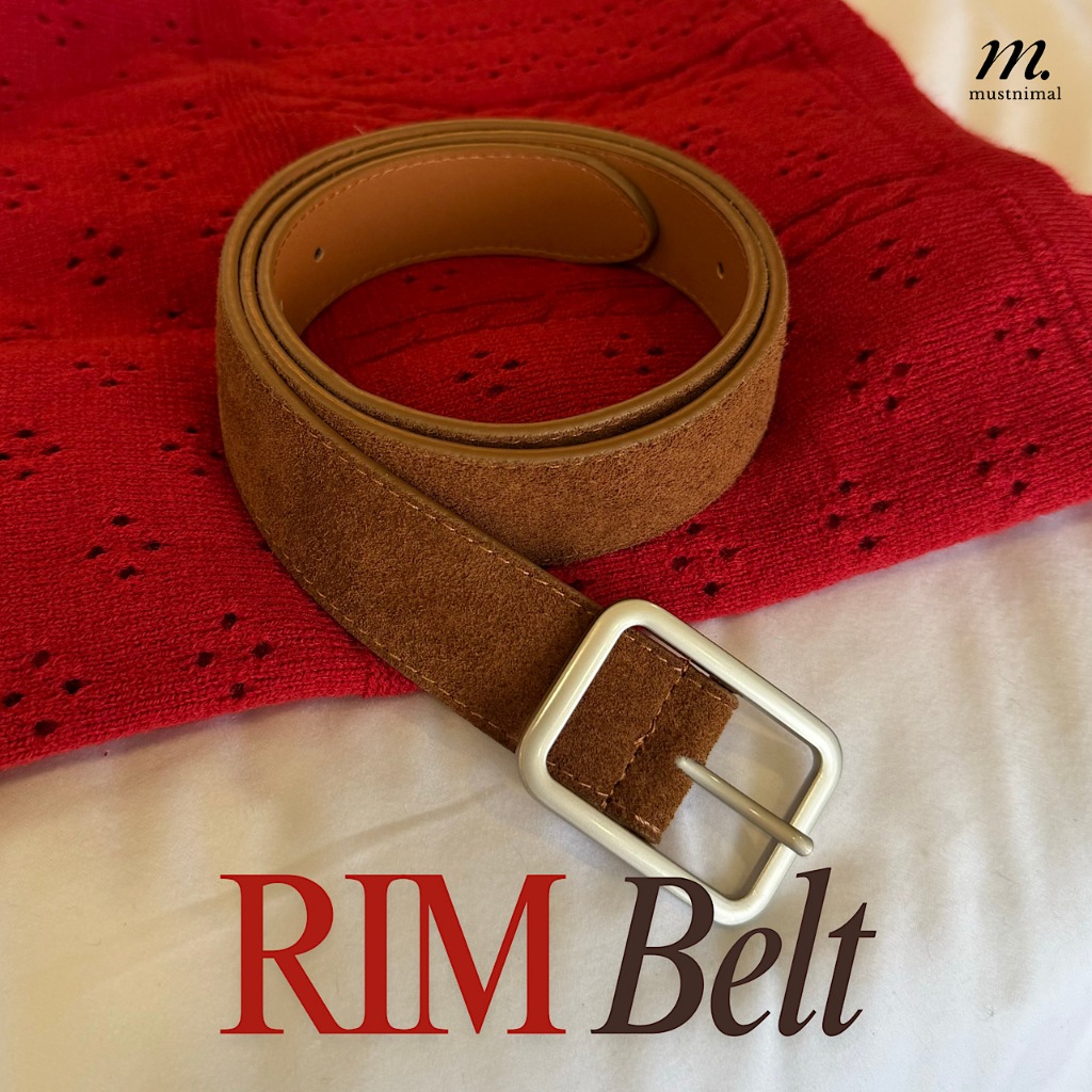 (รอพรี14-20วัน) MUSTNIMAL | RIM suede belt เข็มขัดหนังกลับหัวเหลี่ยม ...