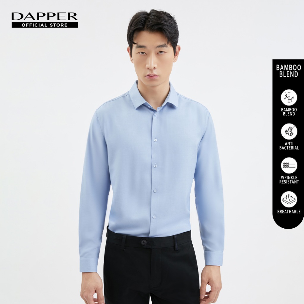 DAPPER เสื้อเชิ้ตแขนยาว BAMBOO BLEND ทรง Regular Fit สีฟ้า (BSL/BL/334RB) | Shopee Thailand