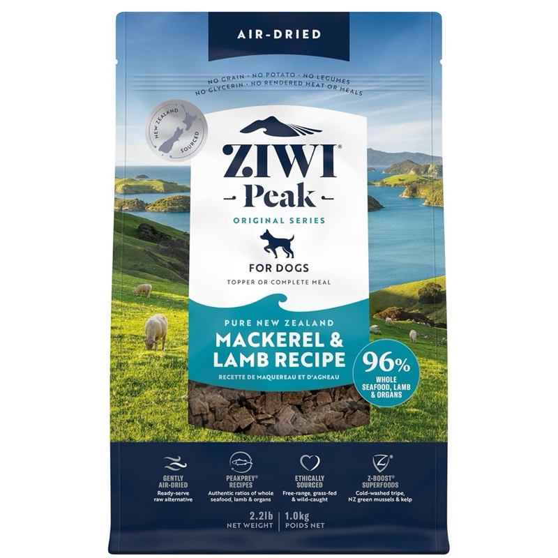 (1kg) ZIWI Peak Air-Dried Dog Food – Mackerel & Lamb - All Natural, High Protein, Grain Free ...