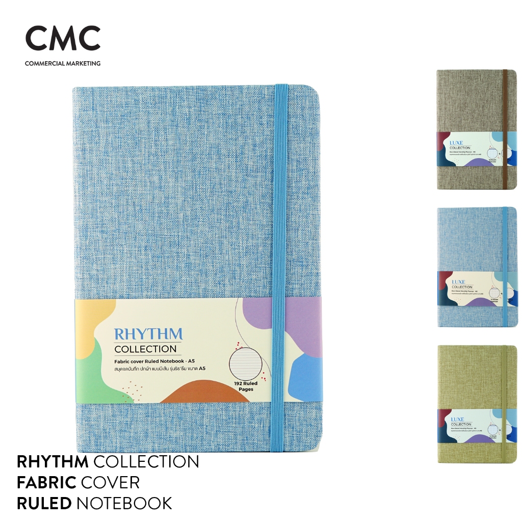 CMC สมุดจดบันทึก ปกผ้า แบบมีเส้น RHYTHM Ruled Fabric Hard cover สีน้ำ ...