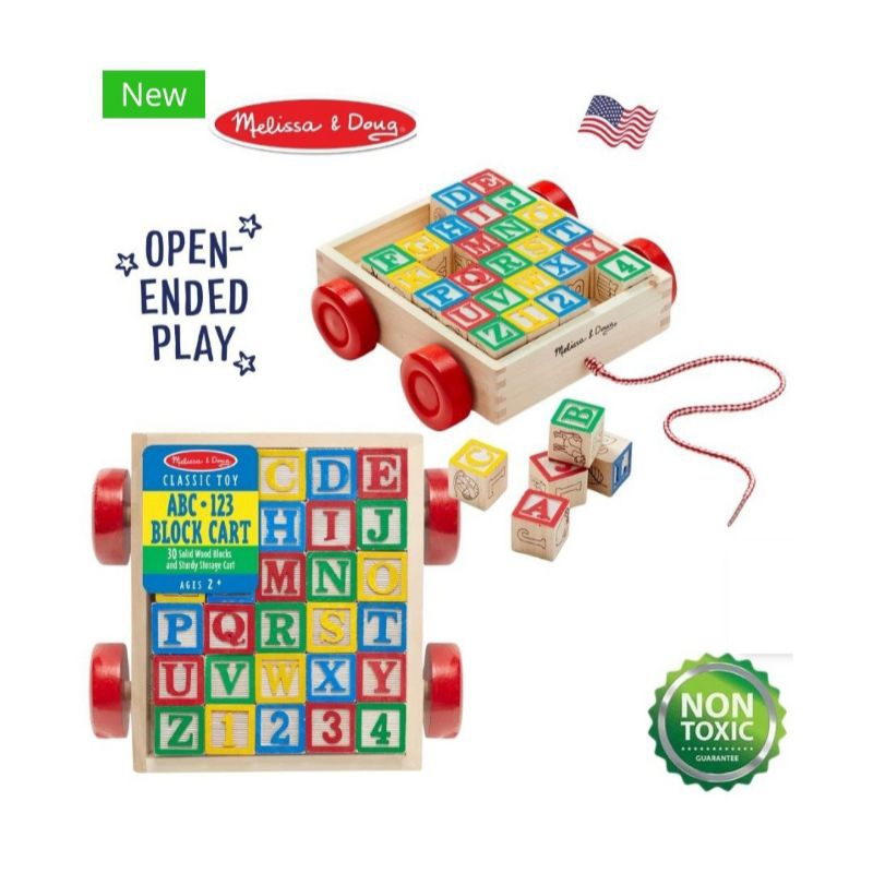Melissa&Doug Classic ABC Block Cart บล๊อกไม้ ABC ขนาด 1"x 30 ชิ้น พร้อม ...
