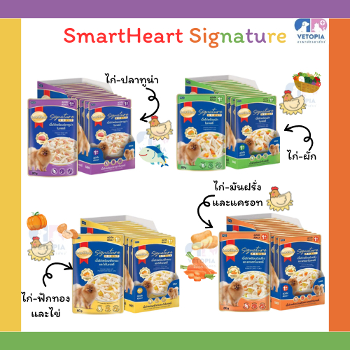 ((ยกกล่อง 12ซอง))SmartHeart Signature อาหารเปียกสุนัขแบบซอง ขนาด 80กรัม ...