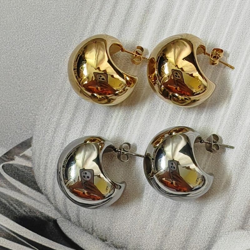 💫 nnlin. Moon C Chape ฮิตมากตอนนี้ ต่างหู ชุบทอง 14K (S925 pin) 🍿ใส่สบายไม่หนักไม่รั้งหู ...