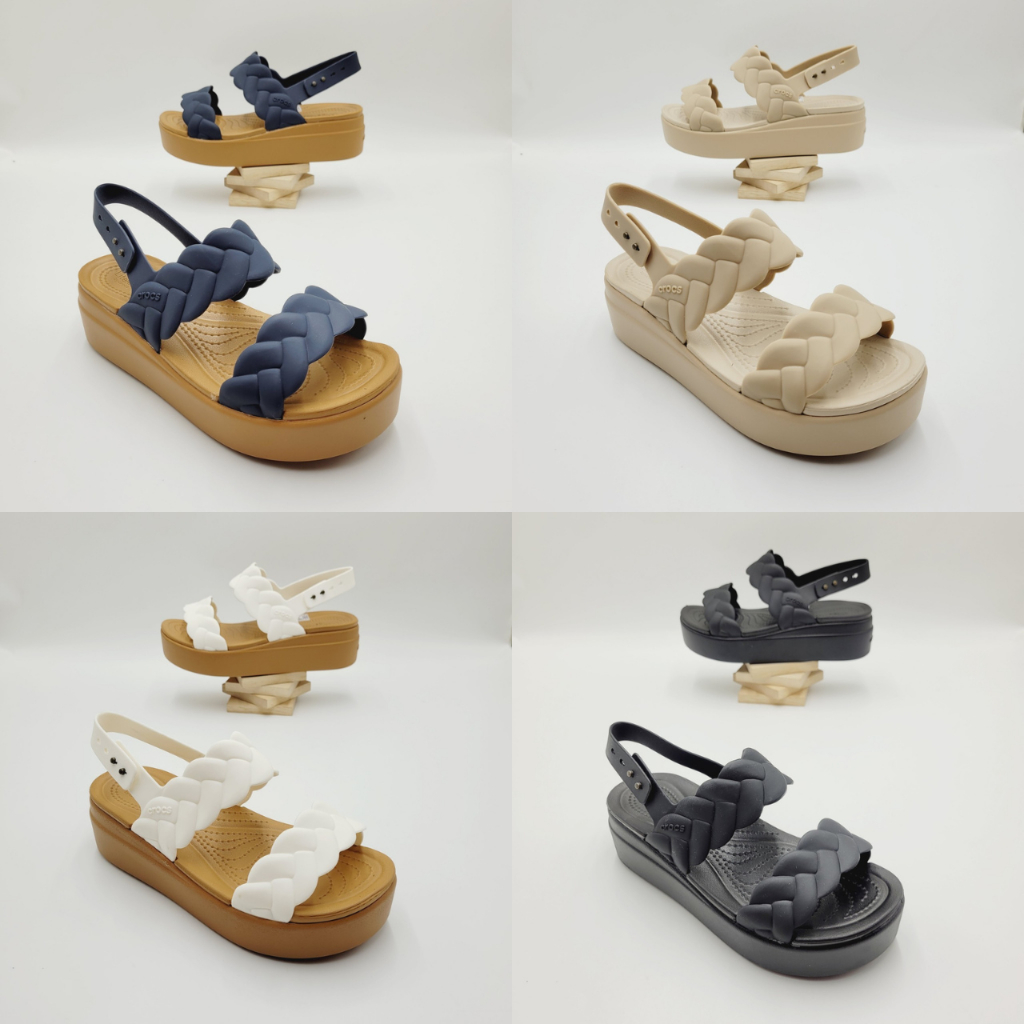 รองเท้าลำลองแฟชั่น สไตล์ Crocs Brooklyn Upper Low Wedge Sandal | Shopee ...