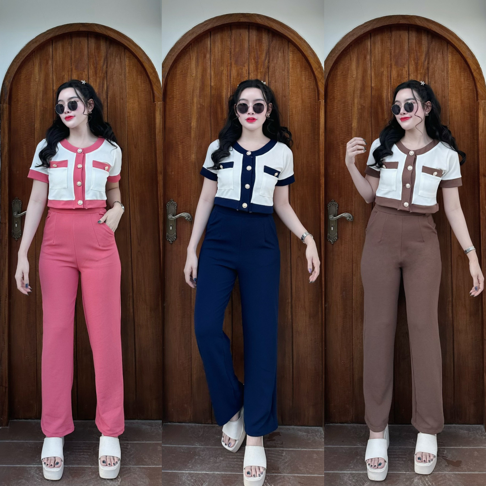 ชุดเซตผ้าวูลเวฟ เสื้อทรูโทนกระเป๋าหน้ากระดุม+กางเกง A2329 พร้อมส่ง (M91,M111,M131,M151) | Shopee ...