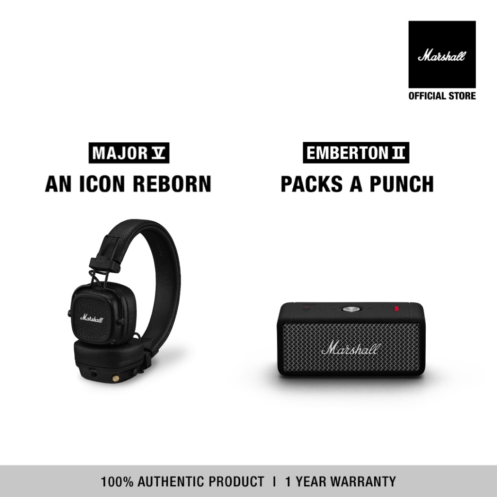 [BUNDLE SET] MARSHALL MAJOR V BLACK x EMBERTON II BLACK AND STEEL ...