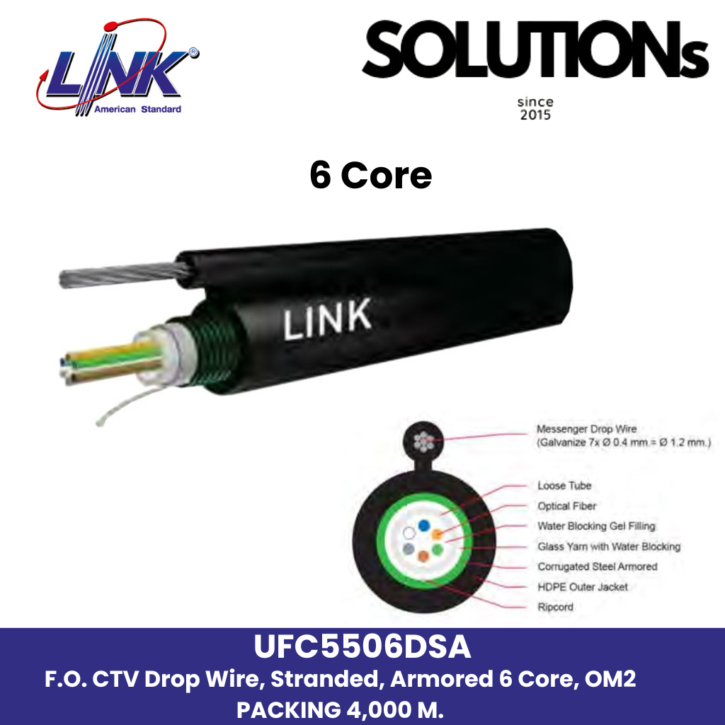 LINK UFC5506DSA Fiber Optic 6 Core OM2 50/125 μm Multi-Mode, Single ...