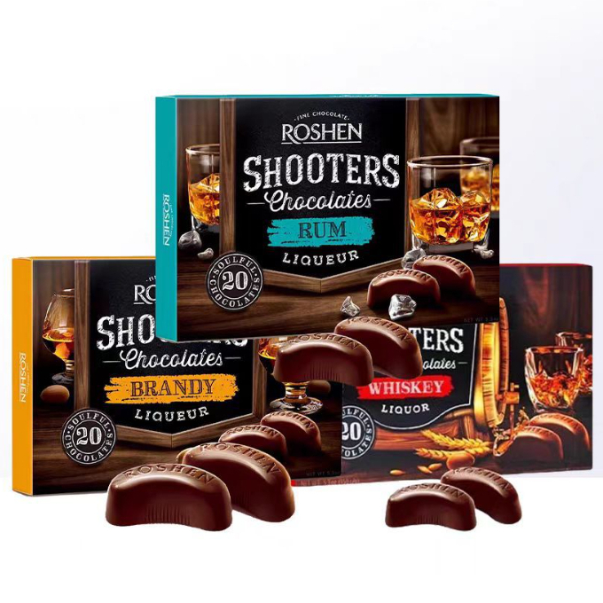 พร้อมส่ง Chocolate Roshen Shooters ช๊อคโกแลต แท้ นำเข้า แบบกล่อง มี 20 ...