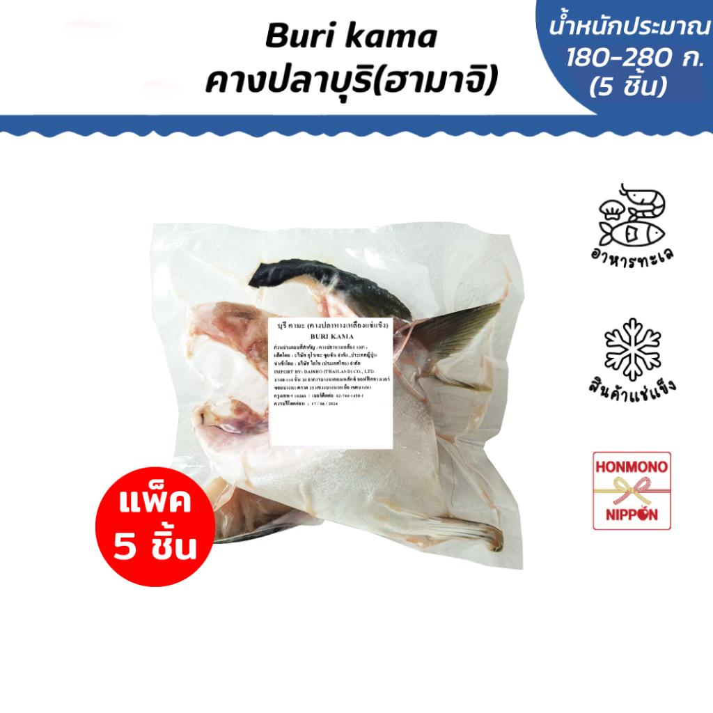 คางปลาบุรี (ฮามาจิ) แช่แข็ง ขนาด 180 - 280 กรัม/ชิ้น (จำนวน 5 ชิ้น ...