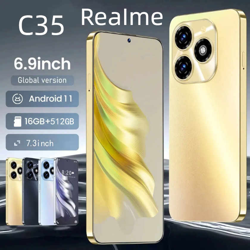สมาร์ทโฟน ReaIme C35 5G 16+512GB Android รองรับการ์ด Dual SIM โทรศัพท์ ...