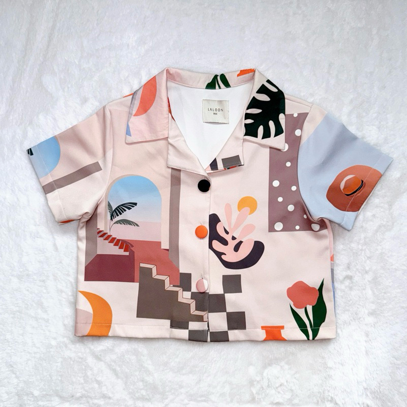 (มือสอง) เสื้อเชิ้ตครอป Laloon Dear Top *** ใส่ 1 ครั้ง มีตำหนิ ปกเสื้อ ...