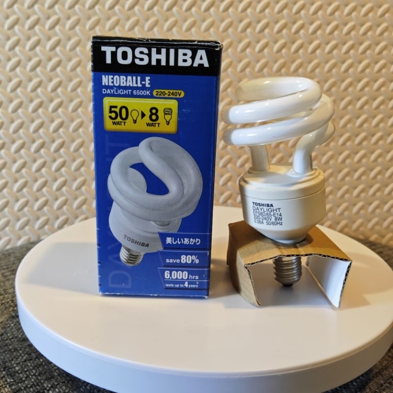 หลอดตะเกียบทรงเกลียว ขั้วเล็ก Neoball-E 8w Daylight E14 Toshiba Japan ...