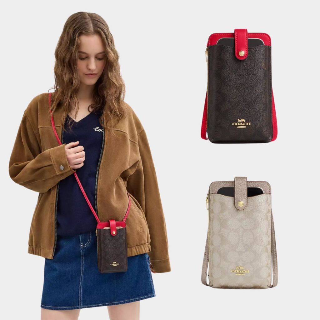 COACH Phone Crossbody Bag In Signature Canvas CW401 | Shopee Thailand