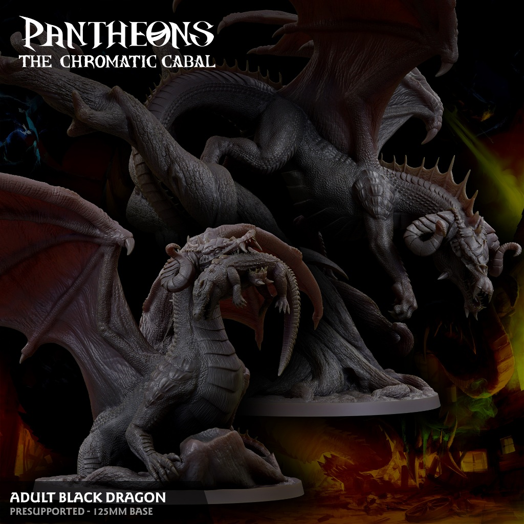 Pantheons - [Adult Black Dragon] - โมเดลสำหรับ DnD miniature, [Made to ...