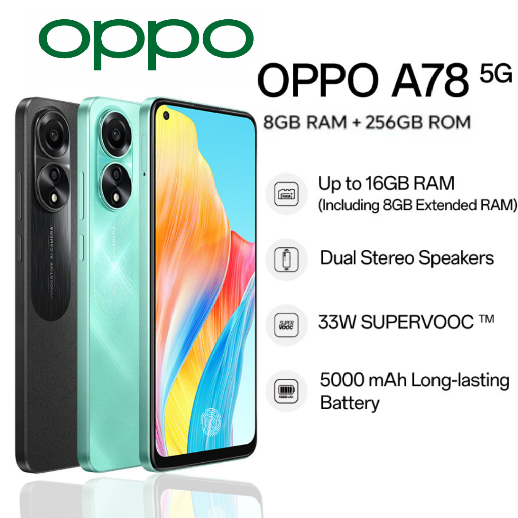 ประกันศูนย์ไทย A78 5G (8+256GB) โทรศัพท์มือถือ หน้าจอ FHD+ AMOLED ...