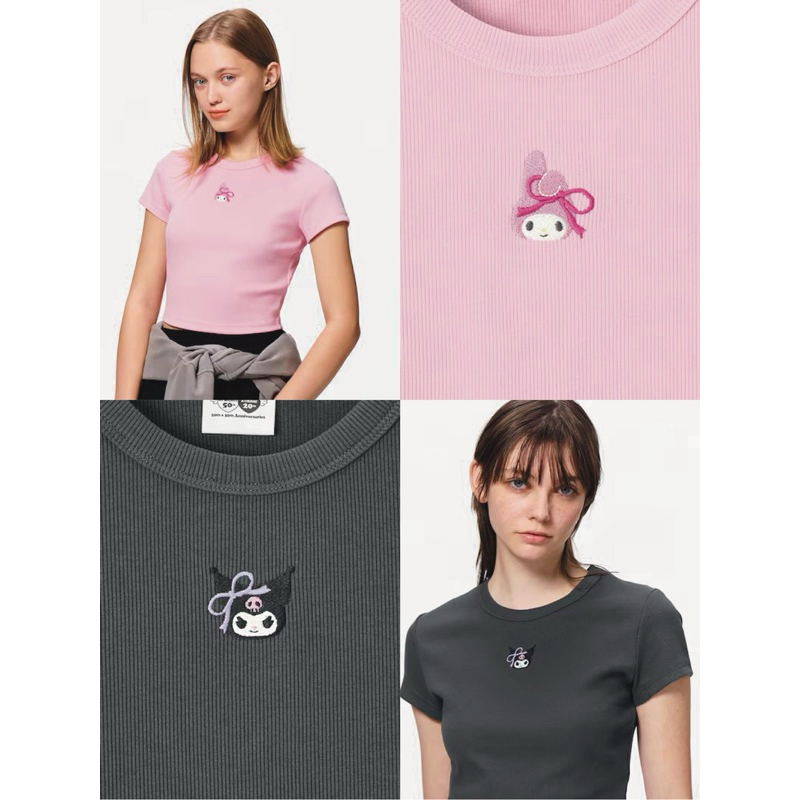 ของแท้ GU MY MELODY 50TH & KUROMI 20TH ANNIVERSARIES CROP TOP เสื้อครอป ...