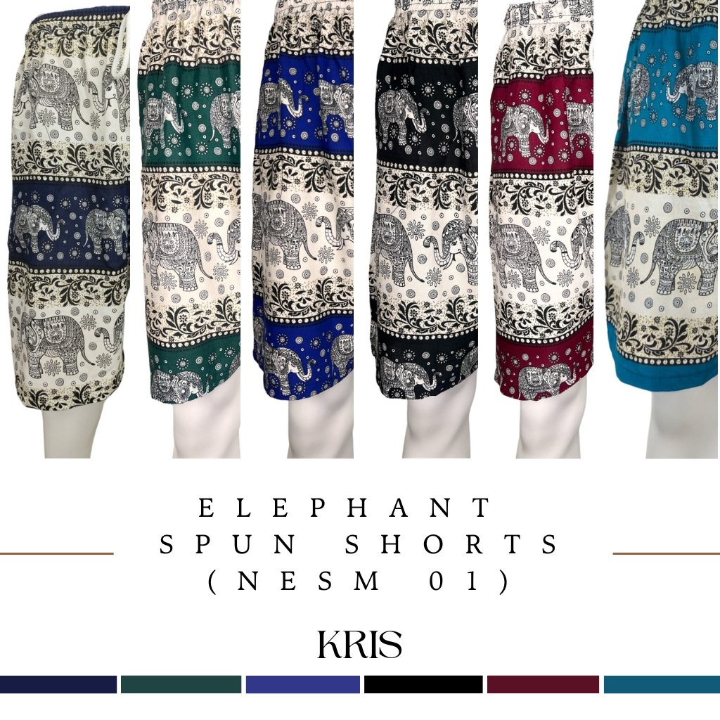 KRIS, ELEPHANT SPUN SHORTS กางเกงขาสั้นสปัน ลายช้าง (NESM 01), MADE IN ...