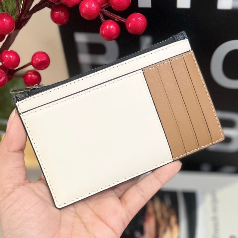 กระเป๋าใส่บัตร Coach CR407 Zip Card Case Colorblock Signature Canvas ...