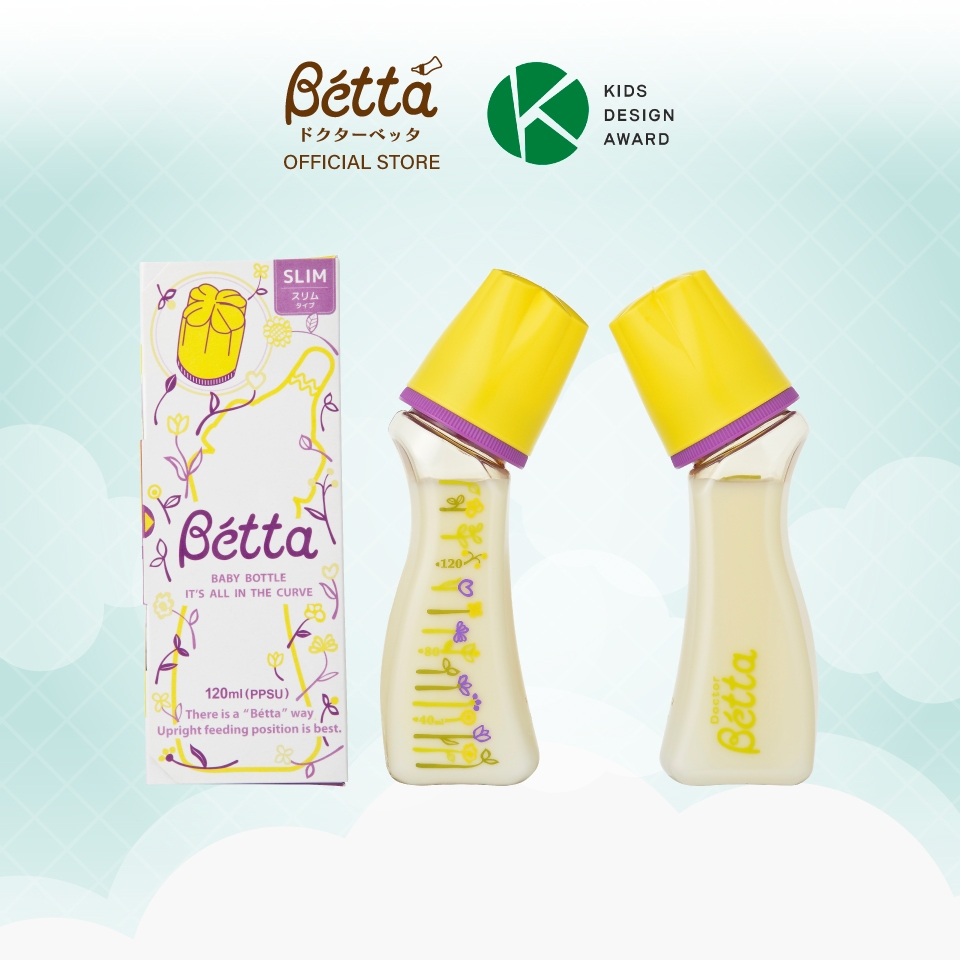 Dr.Betta Brain Bottle SF4 Flower 120ml PPSU ขวดนมคอมาตรฐาน บรรจุพร้อมจุกนม Brain Cross Cut (รู ...