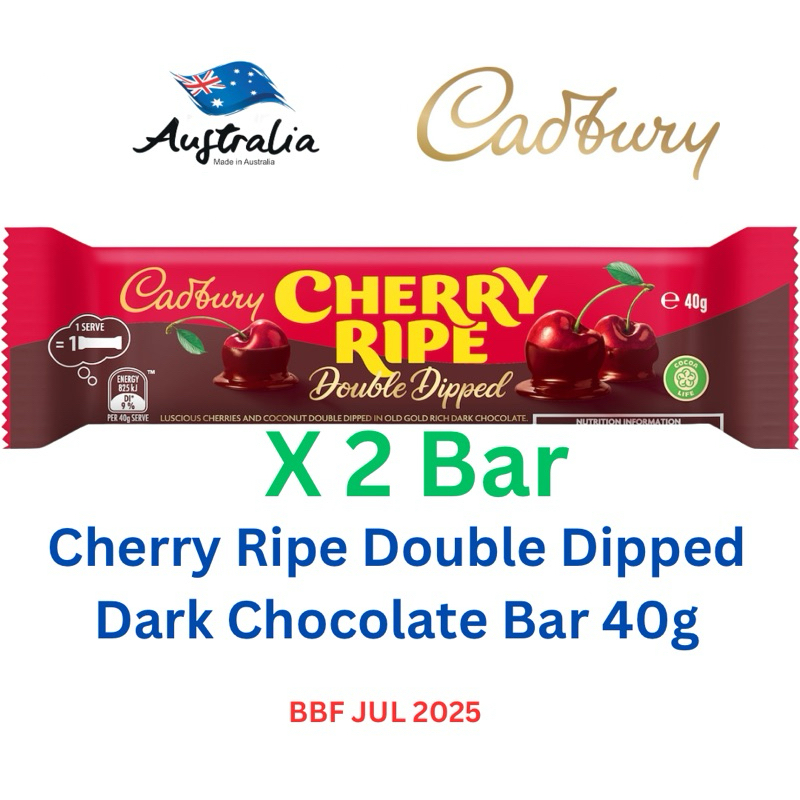 Cadbury Cherry Ripe Double Dipped 40g x 2 Bar (BBF JUL 2025) | Shopee ...