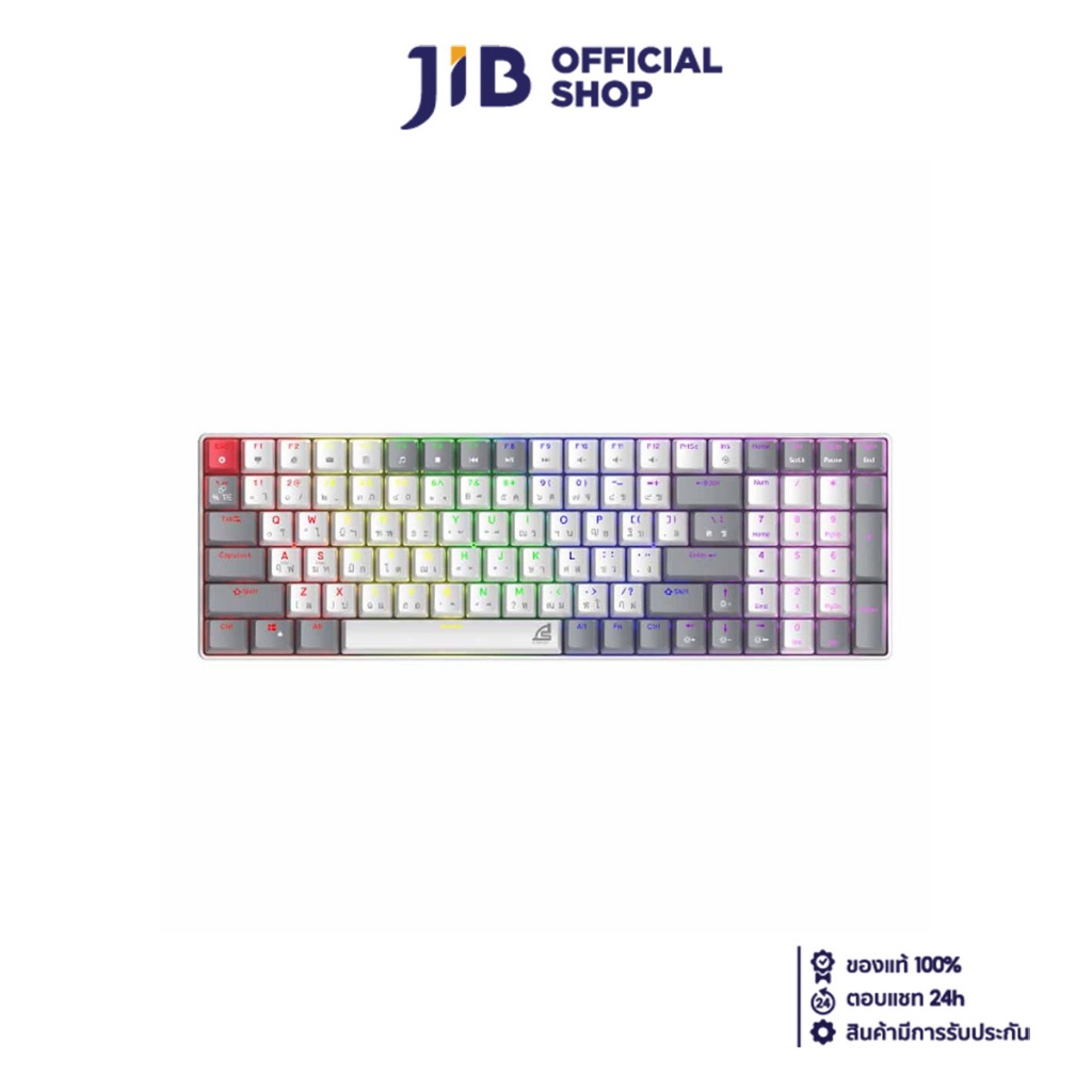 KEYBOARD (คีย์บอร์ด) SIGNO KB-723 MOBILUS (WHITE-GRAY) MINI RGB EN/TH ...