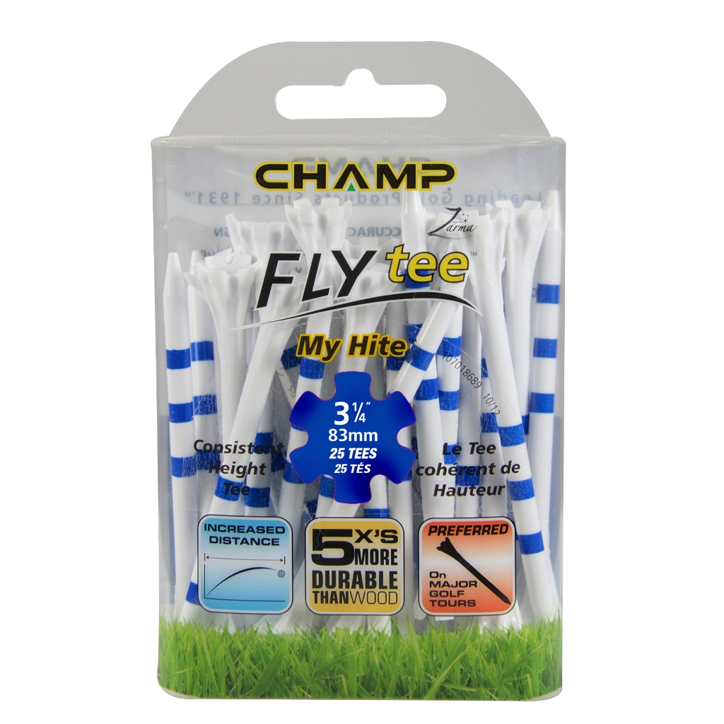 Tees CHAMP ZARMA FLY TEE MY HITE BLUE 3 1/4"(25ct) ที่ตั้งลูกกอล์ฟ (25 ...
