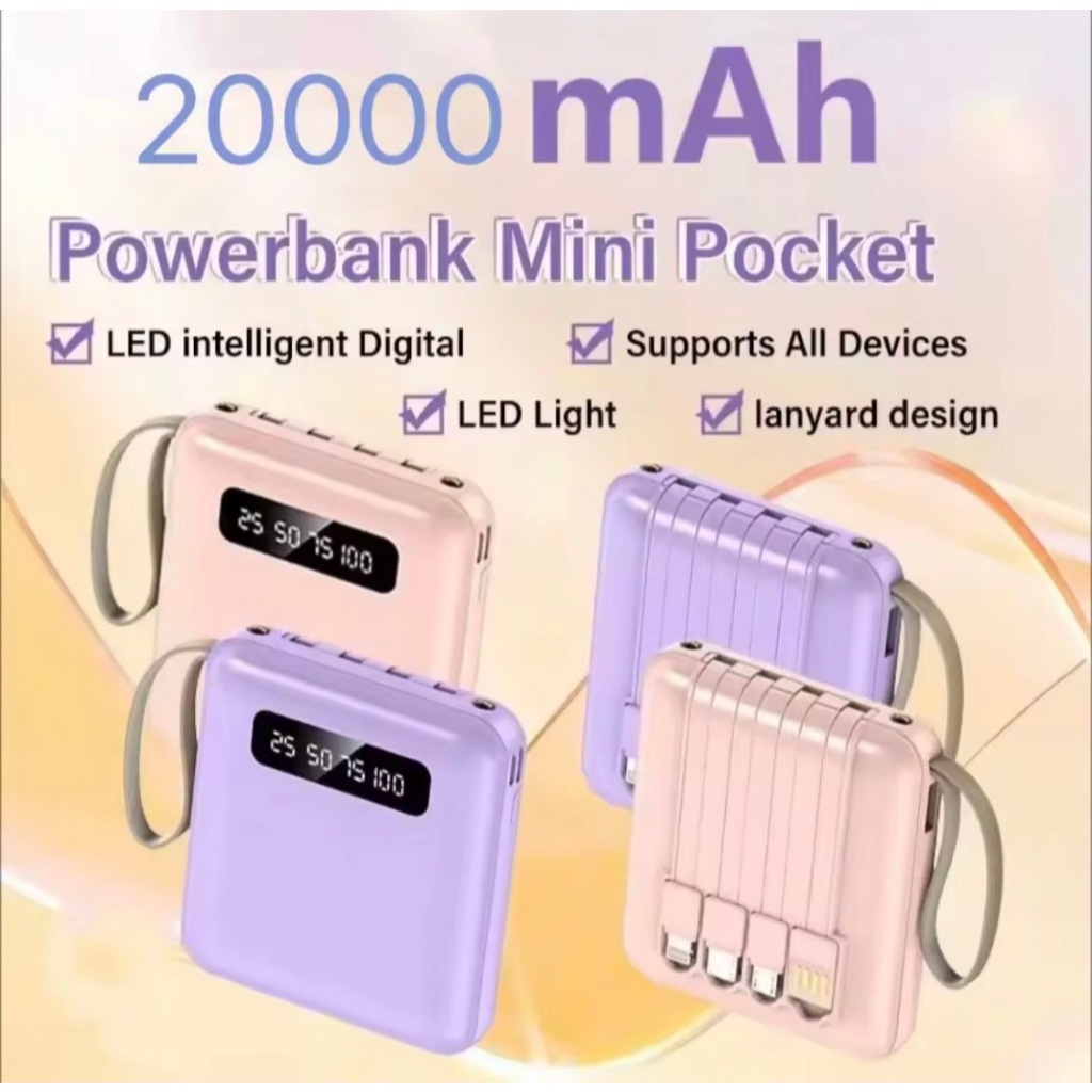 แบตสำรอง Power Bank 20000MAh รุ่นE35 แถมซองกันน้ำ มีสายในตัว4ห้ว พกง่าย ...