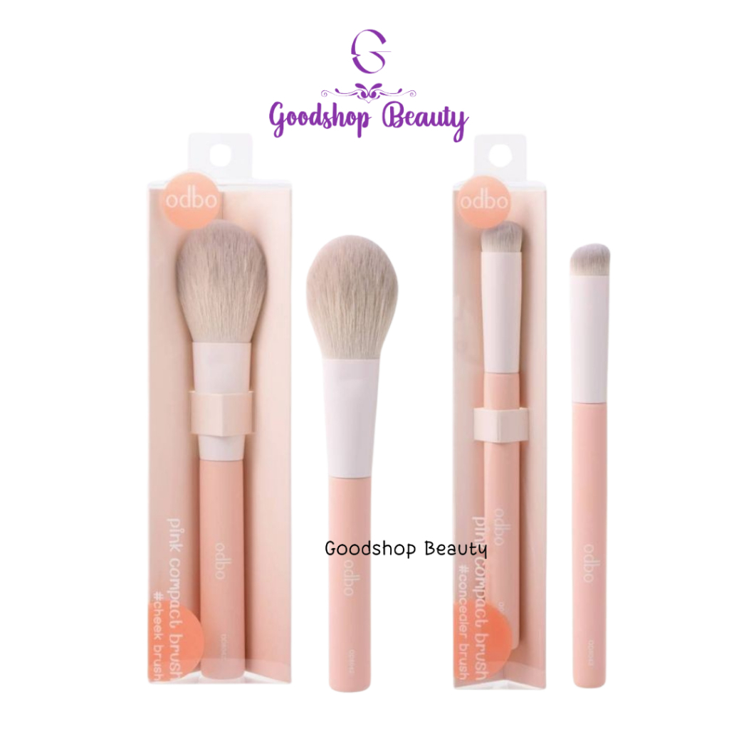 Odbo Pink Compact Brush (od8042-od8043) พิ้งค์ คอมแพค บรัช แปรงแต่งหน้า ขนแปรงนุ่ม | Shopee Thailand
