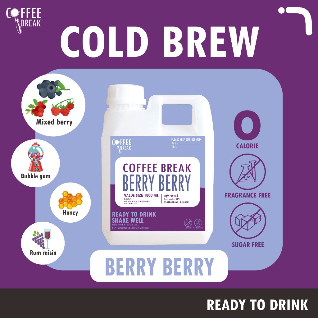 กาแฟสกัดเย็น หอมบลูเบอรี่ Coldbrew คั่วอ่อน Berry Berry Costa rica ...