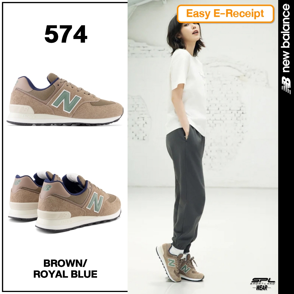 New Balance รองเท้าผ้าใบ รองเท้าลำลอง IUใส่ NB UX 574 Brown Royal Blue ...