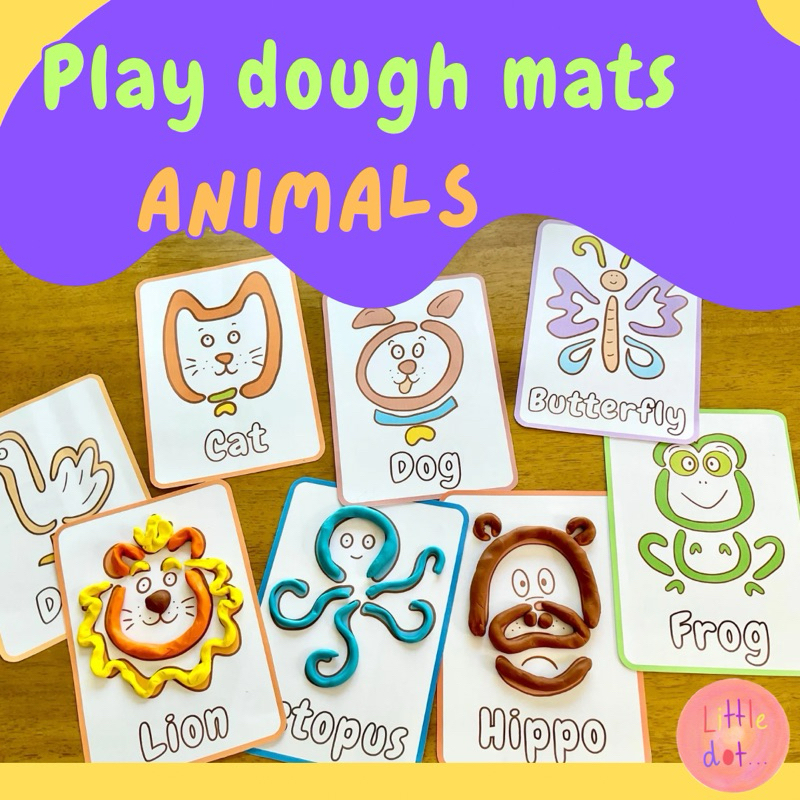 animals play dough mats แผ่นเล่นแป้งโดว แฟลชการ์ดคำศัพท์ภาษาอังกฤษ ...
