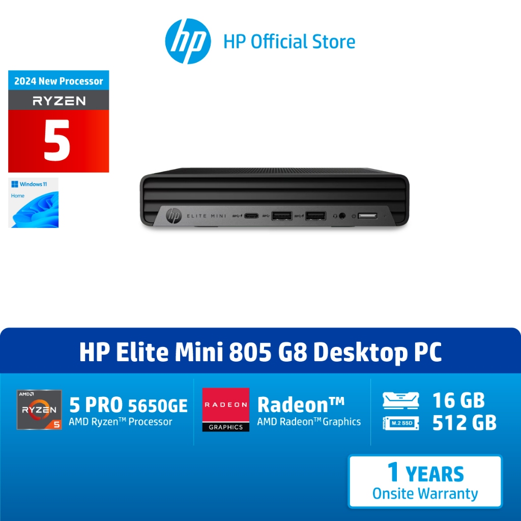 HP Elite Mini 805 G8/R5 PRO 5650GE 16GBDDR4 3200 512GBSSD WinHomePPP ...