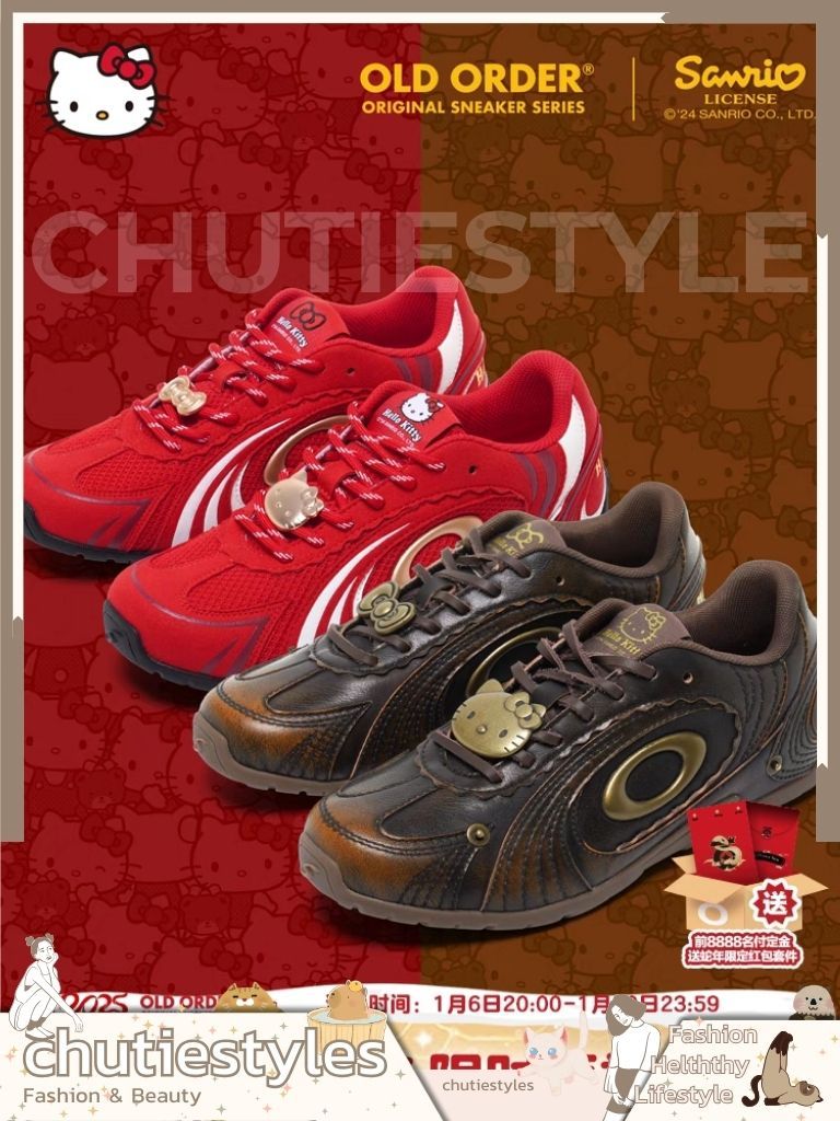 Pre-order รองเท้าผ้าใบแบรนด์ OLD ORDER x HELLO KITTY รองเท้าวิ่งบัลเล ...