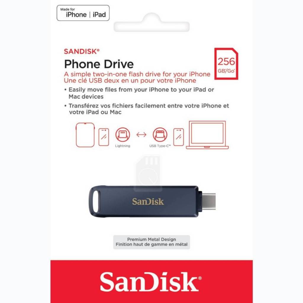 SanDisk Phone Drive 256GB 2 in 1 Lightning and USB-C (SDIXD0N-256G ...