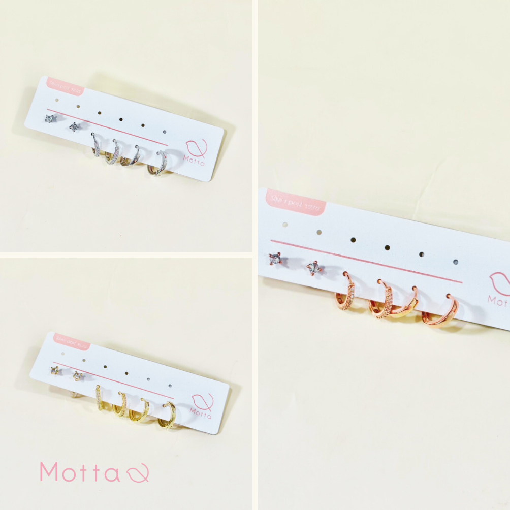 Motta Earring Set ต่างหูเซตชุบทองคำขาว | Shopee Thailand