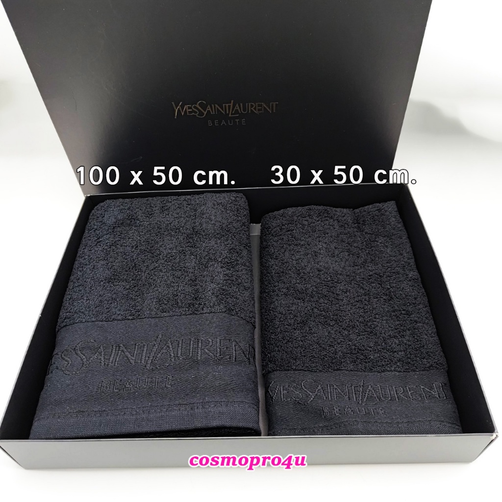 ชุดผ้าเช็ดตัวสีดำ Set of 2 YSL Beauty Towels : ผ้าเช็ดตัว และ ...
