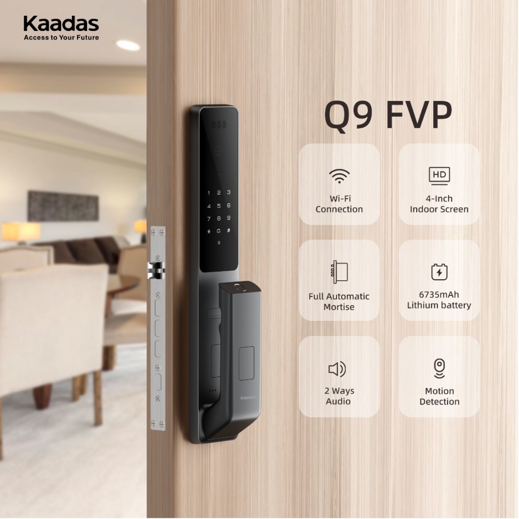 Digital Door Lock Kaadas Q9 FVP รุ่นใหม่ ปี 2025 สแกนใบหน้าได้ + สแกนนิ้ว + กดรหัส + กุญแจ+WiFi ...