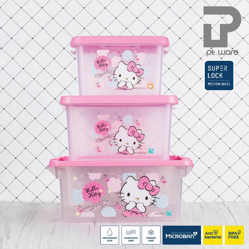 Superlock Micronware กล่องใส่ของ กล่องหูหิ้ว กล่องพลาสติก ลายลิขสิทธิ์แท้ Hello Kitty (มีให้ ...